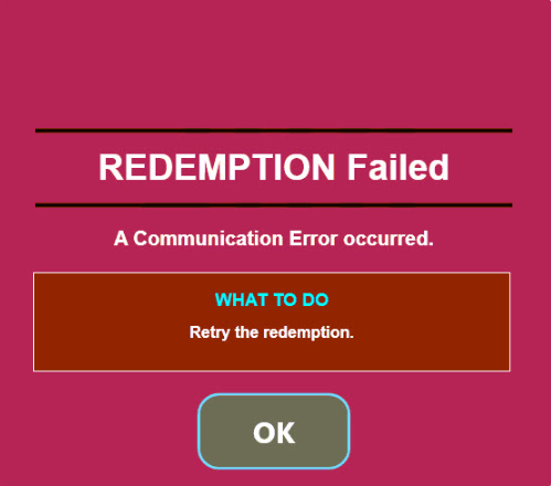 Why am I getting 'Redemption Failed - A communication error occurred ...