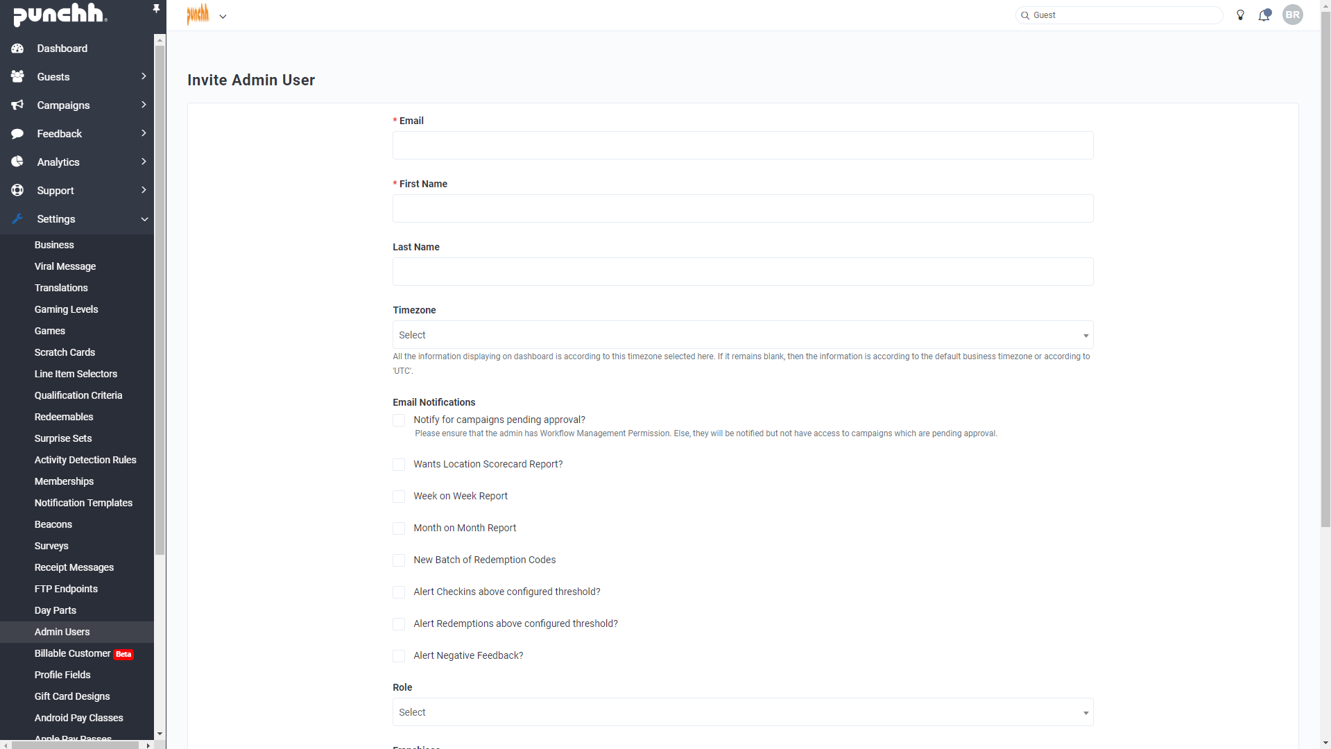 How to add a user to the Punchh Platform?