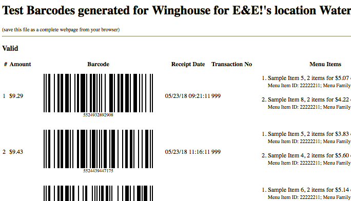 How do I create barcodes for Testing?